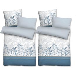 Biberna Wendebettw&auml;sche &raquo;Azra&laquo; 6 Stk. feiner Glanz + weicher Griff, pflegeleicht, als 3er- oder 6er-Set blau Satin, Obermaterial: 100% Baumwolle B/L: 155cm x 