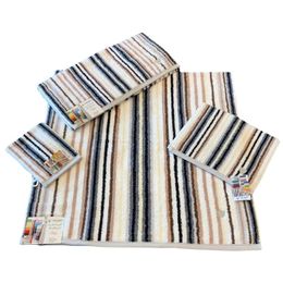 Ross Saunatuch &raquo;Multicolor&laquo; mit Streifen und gesticktem Ross-Emblem grau Frottier, Baumwolle B/L: 80cmx200cm, 1 Stk., Frottier