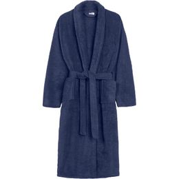 HIP Unisex-Bademantel &raquo; Bathrobe uni - Blue&laquo; Packung, 1x Bademantel, 1 Stk. Schalkragen, G&uuml;rtel, Taschen, Baumwolle, Frottee, Weich Walkfrottee S L: 