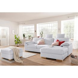 OTTO home Ecksofa &raquo;Ventura L-Form&laquo; wahlweise mit Schlaffunktion und Schlaffunktion/Bettkasten silber Luxus-Microfaser in Lederoptik (100% Polyester);