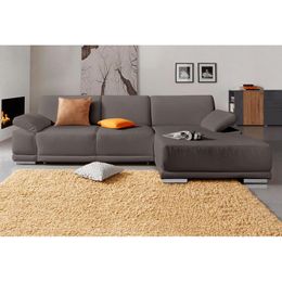 Sit & More sit&more Ecksofa &raquo;Coria L-Form&laquo; mit XL-Recamiere, wahlweise mit Schlaffunktion grau Kunstleder SOFTLUX ;Struktur ( 100% Polyester);Struktur fein ( 90%