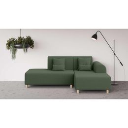 OTTO home Ecksofa &raquo;Suyala&laquo; L-Form mit Hocker gr&uuml;n 100% Polyester B/H/T: 258cm x 85cm x 168cm, Struktur, Recamiere rechts, ohne Hocker