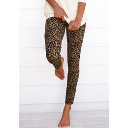 Buffalo Damen Leggings mit Leoprint braun 40/42, N-Gr