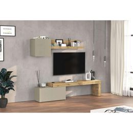 OTTO home TV-Wand &raquo;Chronos TV-Set, Wohnwand &ndash; Elemente frei platzierbar, Made in Italy&laquo; Set, 3-er set, 3 Stk. tlg. beige B/H/T: 220cmcm x 190cmcm x 