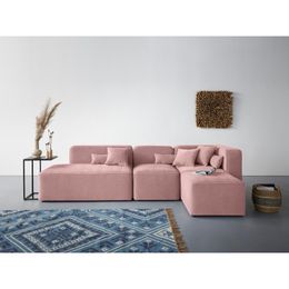 Home Affaire Ecksofa &raquo;Sundstrup L-Form&laquo; Modulserie, individuelle Zusammenstellung rosa 100% Polyester B/H/T: 303cm x 76,5cm x 93cm, Samtoptik, 