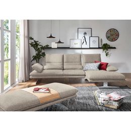 W.Schillig Ecksofa &raquo;broadway, Designsofa mit tollem Sitzkomfort, L-Form&laquo; Sitztiefenverstellung, Kopfteil- & Seitenteilverstellung, Breite 291cm braun 