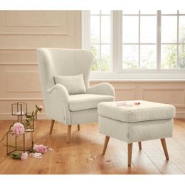 Home Affaire Sessel &raquo;Sallito, Ohrensessel, TV-Sessel&laquo; f&uuml;r Wohnzimmer, auch in Samtcord beige Struktur Hahnentritt (67% Polypropylen, 33% Polyester);