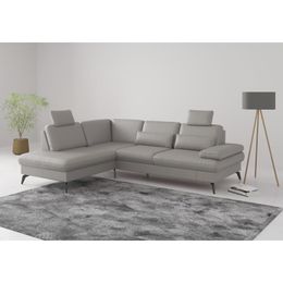Sit & More sit&more Ecksofa &raquo;Morris L-Form, inkl. Sitztiefenverstellung&laquo; wahlweise mit Armteilverstellung, Schlaffunktion & Bettkasten grau B/H/T: 262cm x 82cm x