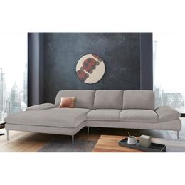 W.Schillig Ecksofa &raquo;enjoy&MORE, Designsofa, bequem, zeitlos und elegant, L-Form&laquo; mit Sitztiefenverstellung, F&uuml;&szlig;e Chrom gl&auml;nzend, Breite 340 cm grau 
