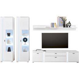 Home Affaire Wohnwand &raquo;LONG ISLAND&laquo; Set, 4 Stk. tlg. wei&szlig; Holzwerkstoff B/H/T: 330cmcm x 200cmcm x 42cmcm