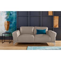 W.Schillig 2-Sitzer &raquo;montanaa Designsofa, bequem, Breite 192cm, Federkern&laquo; mit Metallf&uuml;&szlig;en in Silber matt, Breite 192 cm braun B/H/T: 192cm x 78cm x 