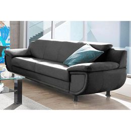 Trendmanufaktur 3-Sitzer &raquo;Rondo, Breite 207 cm, breite Armlehnen, F&uuml;&szlig;e schwarz&laquo; Big-Sofa wahlweise mit Federkern, in verschiedenen Bez&uuml;gen bestellbar 