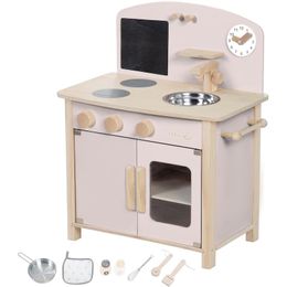 Roba Spielk&uuml;che &raquo;Spielk&uuml;che, rosa/natur&laquo; mit Kreidetafel, Pfanne und K&uuml;chezubeh&ouml;r bunt Holz, MDF Einheitsgr&ouml;&szlig;e