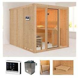 Welltime Sauna &raquo;Artja&laquo; Set, Ofen 9 KW externe Strg easy beige Saunaofen, externe Steuerung, 9 kW