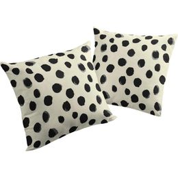 Adam Dekokissen &raquo;Kissenh&uuml;lle Dots&laquo; aus Bio-Baumwolle, Kissenh&uuml;lle ohne F&uuml;llung, 1 St&uuml;ck schwarz Baumwolle, Leinen B/L: 50cm x 50cm, 1 Stk.