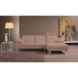 Egoitaliano Ecksofa &raquo;Shakira, Design & Sitzkomfort auf hohem Niveau, Breite 236cm, L-Form&laquo; mit Recamiere, L-Form, edle F&uuml;&szlig;e rosa Leder &raquo;BULL&laquo; (echtes Rindsleder).