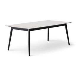 Esstisch &raquo;Meza Designtisch mit Auszugsfunktion und 2 Einlegeplatten&laquo; 1 Stk. tlg. rechteckige Tischplatte MDF, Esche Massivholzgestell wei&szlig; Tischplatte