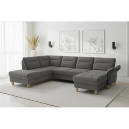 Sit & More sit&more Wohnlandschaft &raquo;Pamela U-Form, B: 292 cm, optional Schlaffunktion & Armteilverstellung&laquo; mit Federkern und Liegefl&auml;che aus Originalstoff grau 