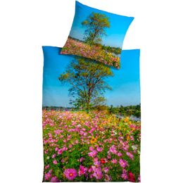 Kinzler Bettw&auml;sche &raquo;Sunny&laquo; 2 Stk. aus Baumwoll-Satin bunt Satin, Obermaterial: 100% Baumwolle B/L: 135cm x 200cm, 1 Stk., 1 Stk., Satin, B/L: 80cm x 