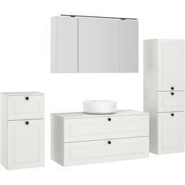 Nobilia Badm&ouml;bel-Set &raquo;Cascada&laquo; Set, inkl. Aufsatzwaschbecken und Spiegelschrank mit Beleuchtung, 4 Stk. tlg. wei&szlig; B/H/T: 230cmcm x 184cmcm x 48,2cmcm