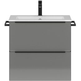Nobilia Waschtisch-Set &raquo;Levere&laquo; vormontiert, mit Soft-Close, 1 Stk. tlg. grau B/H/T: 61cmcm x 59,1cmcm x 48,7cmcm, Griffe schwarz