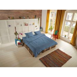 HIP Bettw&auml;sche &raquo; Uni&laquo; 2 Stk. 100% Baumwolle, Mako-Satin, 135x200, Unifarben Wei&szlig;, Rei&szlig;verschluss blau Satin, Obermaterial: 100% Baumwolle B/L: 135cm x