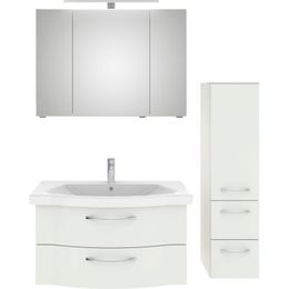 Badm&ouml;bel-Set &raquo;6005 Sprint 3-teilig, Keramik-Waschtisch mit LED-Spiegelschrank&laquo; 4 Stk. tlg. wei&szlig; Holzwerkstoff B/H/T: 128cmcm x 200cmcm x 51,5cmcm
