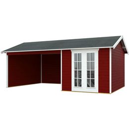 Skan Holz Gartenhaus &raquo;Tilburg&laquo; rot Holzwerkstoff Fu&szlig;boden im Gartenhaus