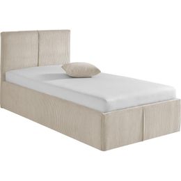 Westfalia Schlafkomfort Polsterbett beige Bezug. Hochwertiger Breitcord, 100% Polyester pflegeleicht, Polsterung: Polsterwatte, Material Gestell: gepolsterter Holzwerkstoff, 
