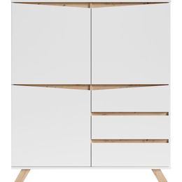 ByLiving Highboard &raquo;Valentin&laquo; 3 Schubk&auml;sten und 3 T&uuml;ren, Breite 120cm in modernem Scandi - Design wei&szlig; Holzwerkstoff, Melamin B/H/T: 120cm x 137cm x 