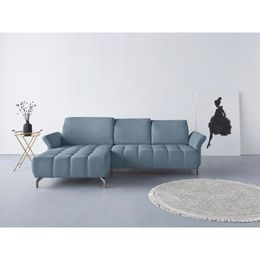 OTTO home Ecksofa &raquo;Fresh L-Form&laquo; Federkern, wahlweise Kopfteilverstellung und motorischer Vorziehsitz blau 98% Polyester 2% Polyamid B/H/T: 281cm x 