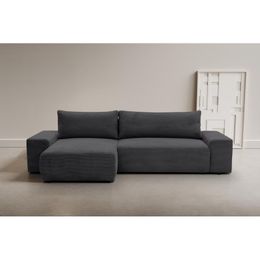 WERK2 Ecksofa &raquo;Amsterdam, zeitlos und elegant, Breite 300cm, L-Form&laquo; Design Ecksofa mit hohem Komfort, Schlaffunktion & Bettkasten grau 90% Polyester,