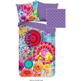 HIP Wendebettw&auml;sche &raquo;Vitori&laquo; 2 Stk. Mako-Satin, 135x200, Rei&szlig;verschluss, Wendeoptik, Mandala, Bunt, Lila bunt Satin, Obermaterial: 100% Baumwolle B/L: