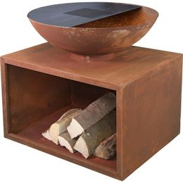 Buschbeck Holzkohlegrill &raquo;Planchagrill Rubigo rostoptik&laquo; BxH: 70x70cm braun B/H/T: 70cm x 70cm