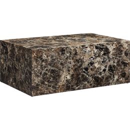 Salesfever Couchtisch &raquo;Almeria Wohnzimmertisch Stilvoller Beistelltisch 90/60 cm&laquo; rechteckig 90x60 cm, in Marmoroptik foliert braun MDF, mit 