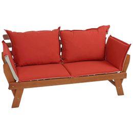 Garden Pleasure Gartenlounge-Bank &raquo;FORTUNA&laquo; mit umklappbarer Armlehne und Wendekissen, BxTxH: 126x68x78 cm braun FSC -zertifiziertes Massivholz B/H/T: 78cm x 68cm