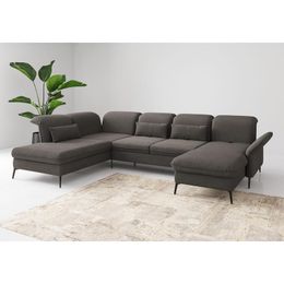 Sit & More sit&more Wohnlandschaft &raquo;Emely, inkl. Sitztiefenverstellung&laquo; wahlweise mit Schlaffunktion,Bettkasten,Kopf- & Armteilverstellung grau 100% Polyester B/