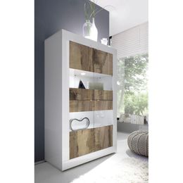 Home Affaire Vitrine &raquo;Basic H&ouml;he 162 cm, Standvitrine mit 4 T&uuml;ren - Metallgriffe,&laquo; Stauraumvitrine in moderner Rahmenoptik, Hochschrank, Anrichte wei&szlig;