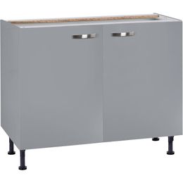 KOCHSTATION Unterschrank &raquo;KS-Cara&laquo; Breite 100 cm grau basaltgrau, B/H/T: 100cm x 87cm x 58,4cm, T&uuml;ren: 2 Stk.