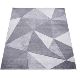 Paco Home Teppich &raquo;Bari 874&laquo; rechteckig 13 mm H&ouml;he Kurzflor, modernes geometrisches Design, Used-Look grau Polypropylen B : 200cm 1 Stk., 13mm, L: 280cm