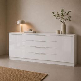 borchardt M&ouml;bel borchardt M&ouml;bel Kommode &raquo;Oliva, Kommode mit Metallgriffen&laquo; Breite 200 cm, mit 4 Schubk&auml;sten wei&szlig; Holzwerkstoff B/H/T: 200cm x 78cm x 35cm