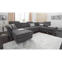 Sit & More sit&more Wohnlandschaft &raquo;Avignon U-Form&laquo; optional Schlaffunktion & Stauraum, inklusive Kopfteilverstellung grau Flachgewebe (90% Polyester, 10% 