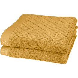 Ross Handt&uuml;cher &raquo;Harmony&laquo; 100 % Baumwolle, Hoch Tief Struktur, viele Farben gelb Frottier, Baumwolle B/L: 50cmx100cm, 2 Stk., Frottier