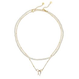 Lascana Damen Lascana Schmuckset &raquo;Edelstahlketten Set&laquo; (Set, K&uuml;nstliche S&uuml;&szlig;wasserperlen, 2 Stk. tlg.) 2-teiliges Halsketten Set gold Einheitsgr&ouml;&szlig;e