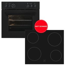 Exquisit Elektro-Herd-Set &raquo;EHE367-U-120 mattschwarz&laquo; Backofen Glaskeramikkochfeld, 2 Stk. tlg. Modern, trendiges Mattschwarz,Umluft ideal f&uuml;r mehrere 