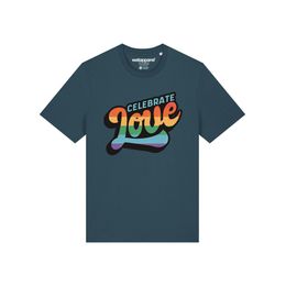 Watapparel T-Shirt 'Celebrate Love' Herren Gr&ouml;&szlig;e XL hellblau / gr&uuml;n / petrol / dunkelorange