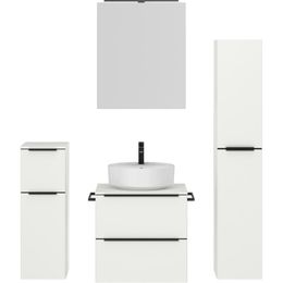 Nobilia Badm&ouml;bel-Set &raquo;Alvene&laquo; vormontiert, mit Soft-Close, 4 Stk. tlg. wei&szlig; B/H/T: 140cmcm x 184,2cmcm x 48,5cmcm, Griffe schwarz