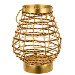 I.GE.A. Windlicht &raquo;LED-Laterne aus Metall Kordel&laquo; Windlicht Kerzenlaterne Gold Tischdeko Lichterkette transparent Metall B/H/T: 16cm x 20cm