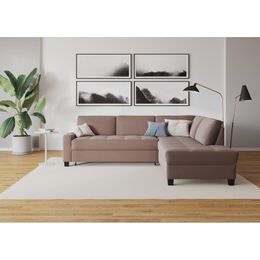 DOMO collection Ecksofa &raquo;Florentina zeitlos und elegant, Sitzn&auml;hte als Designelement, L-Form&laquo; wahlweise mit Bettfunktion, mit Kontrastnaht, 