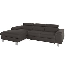 COTTA Ecksofa &raquo;Komaris L-Form, B: 244 cm&laquo; mit Kopfteilverstellung, optional Schlaffunktion, Bettkasten & Licht braun Microfaser PRIMABELLE (100% 